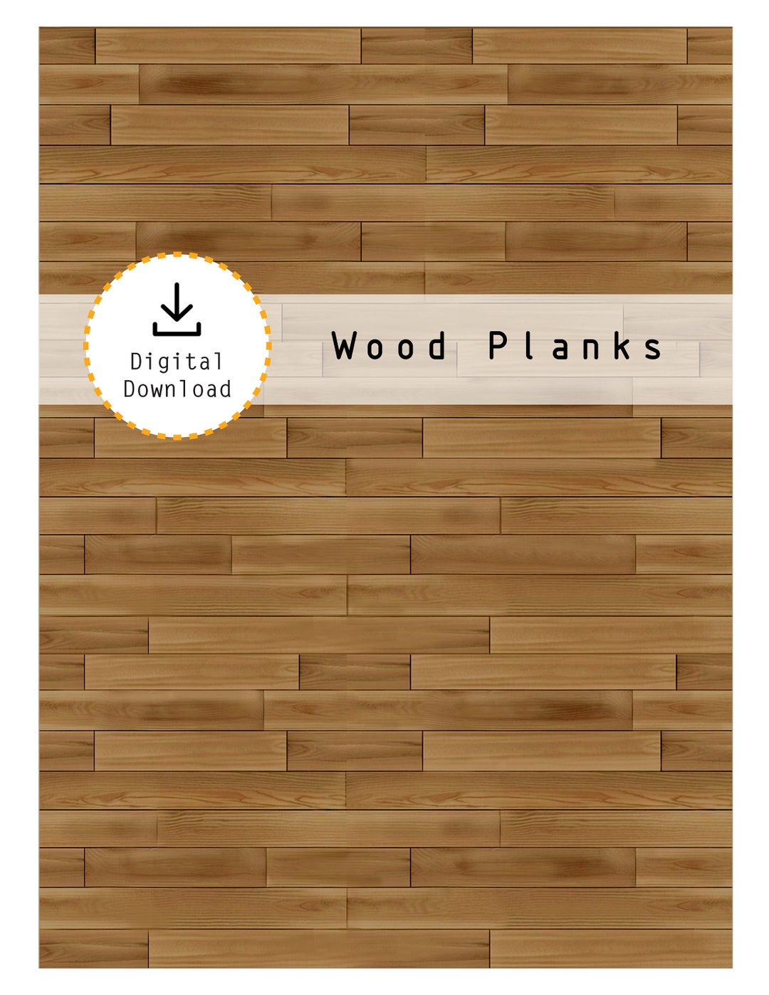 Miniature 1:12 Printable Honey Oak Wood Plank Flooring on 8.5"x11 ...