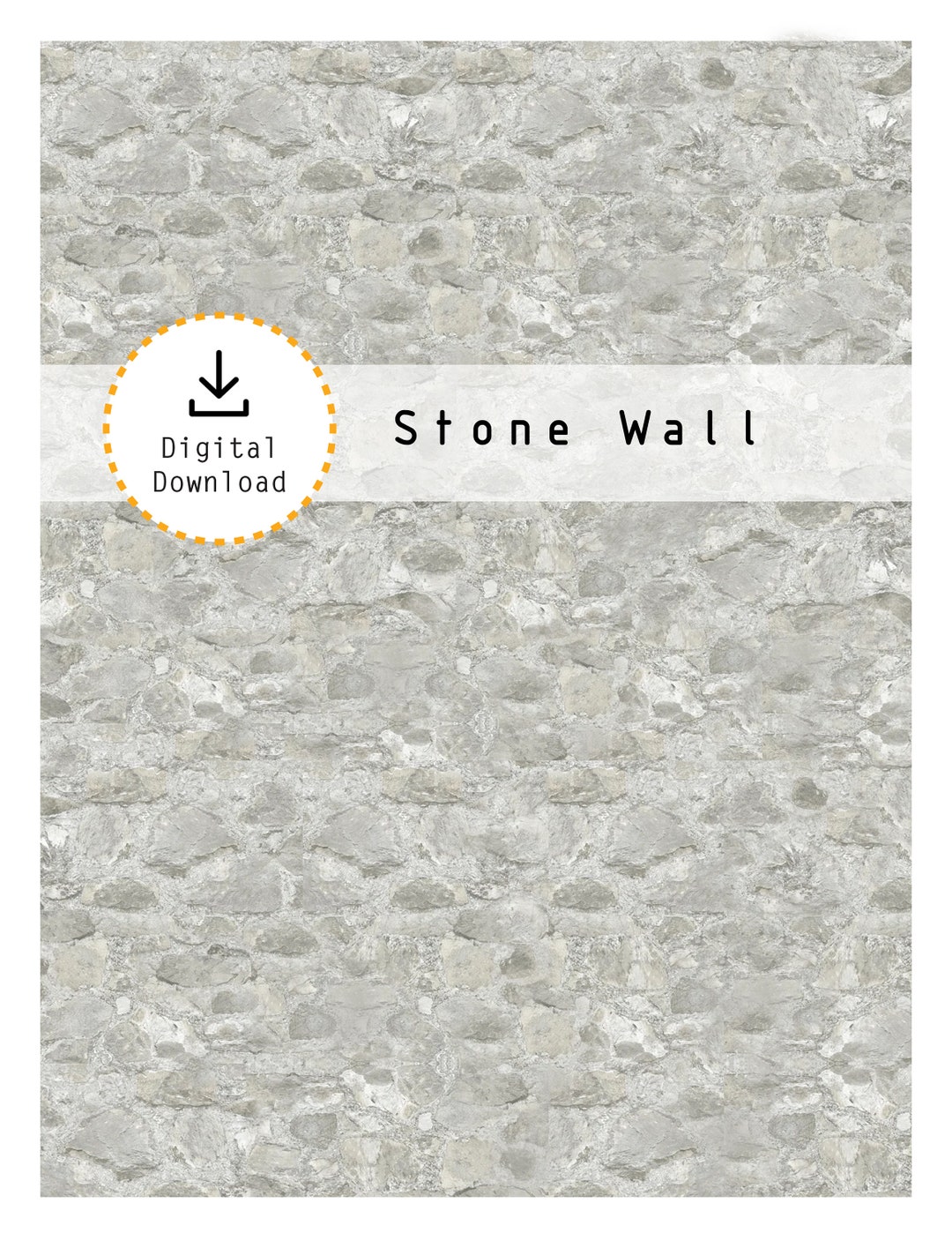 Miniature 1:12 Stone Wall - Printable Rustic Light Gray Stone on 8.5" X ...