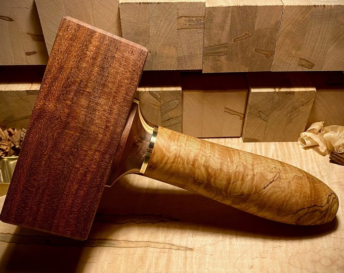 Wood Mallet - Black Walnut, Spalted Curly Maple, Brass, Sterling Silver ...