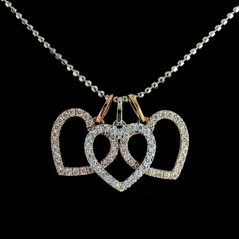 Triple Heart Pendant - Etsy