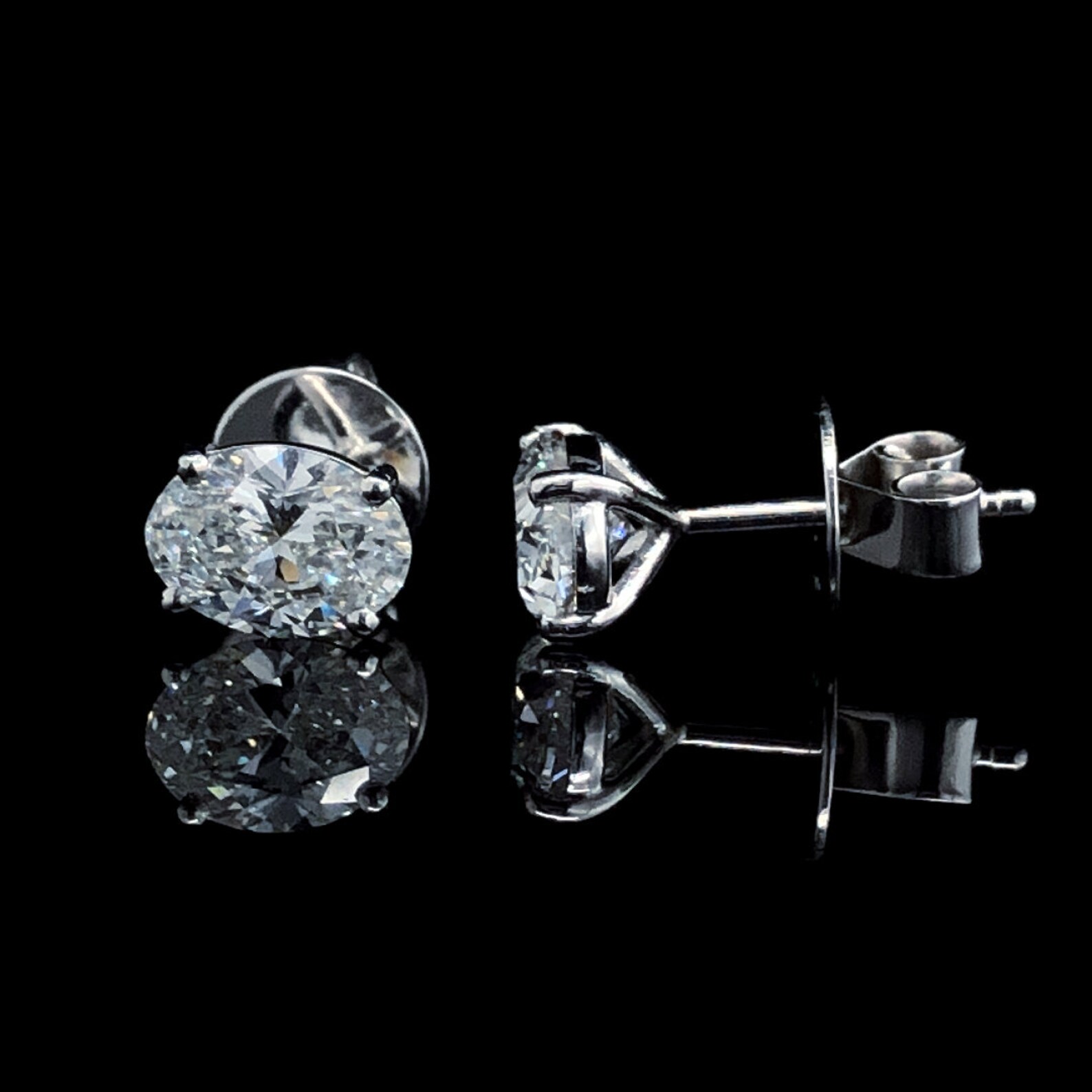 14K Solid Gold Classy Oval Cut Pushbacks Studs Gold Oval - Etsy