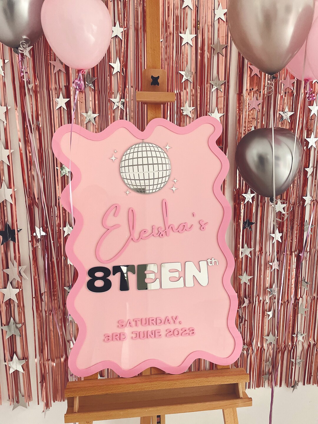 Birthday Sign Wavy Birthday Sign 18th Birthday Party Event - Etsy