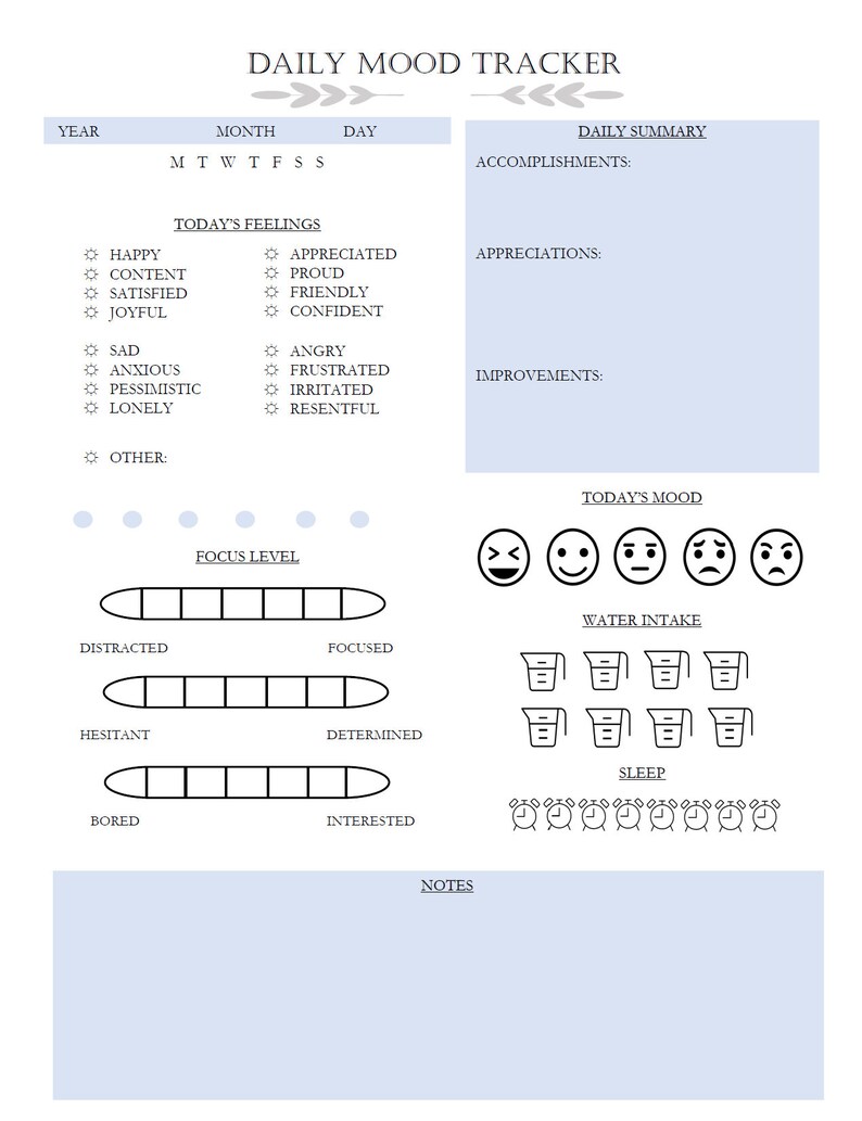 Daily Mood Tracker Digital - Etsy