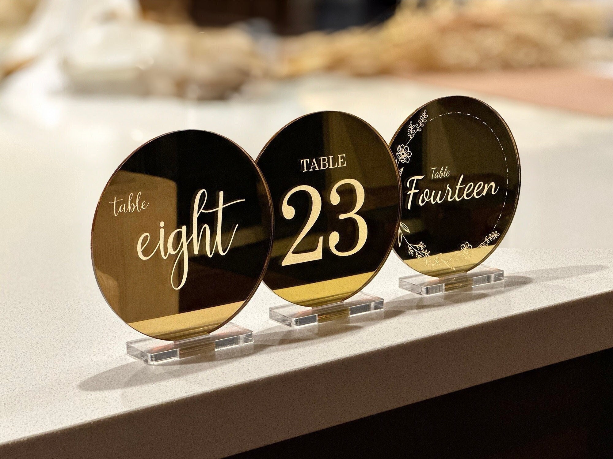 Custom Wedding Table Numbers, Gold Acrylic Mirror, Wedding Reception ...
