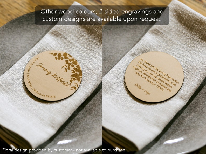 Wedding Favours & Place Cards, Personalised Bomboniere, Wood Coasters ...