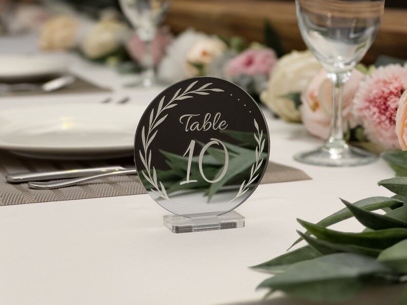 Large Table Numbers 1-10 value Pack Mirrored Acrylic, Round, Wedding ...