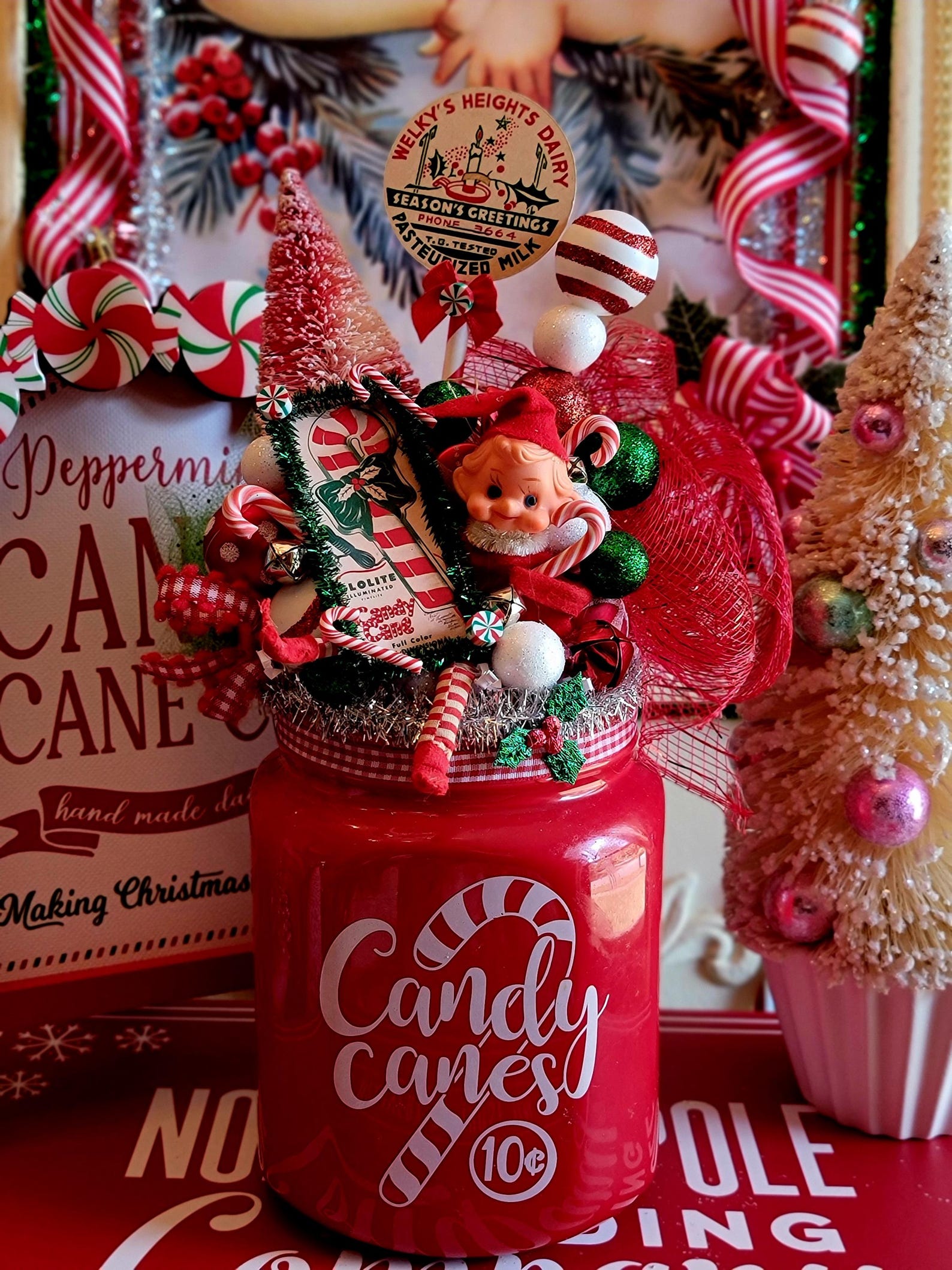 Vintage Candy Cane Knee Hugger Elf Assemblage - Etsy