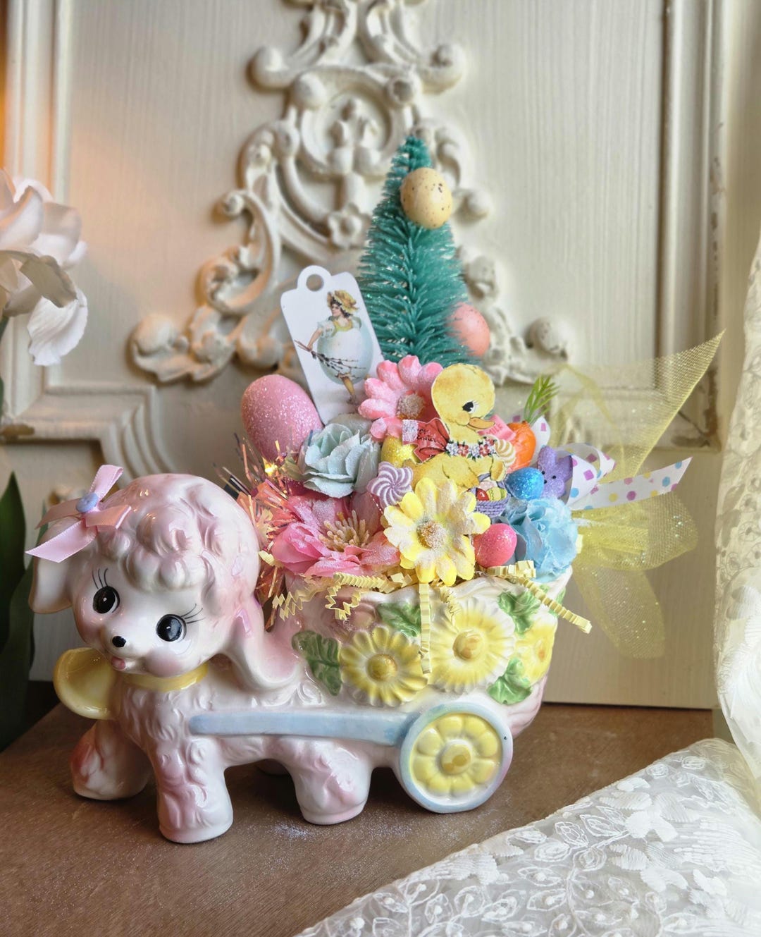 Vintage Relpo Easter Lamb and Cart Assemblage - Etsy