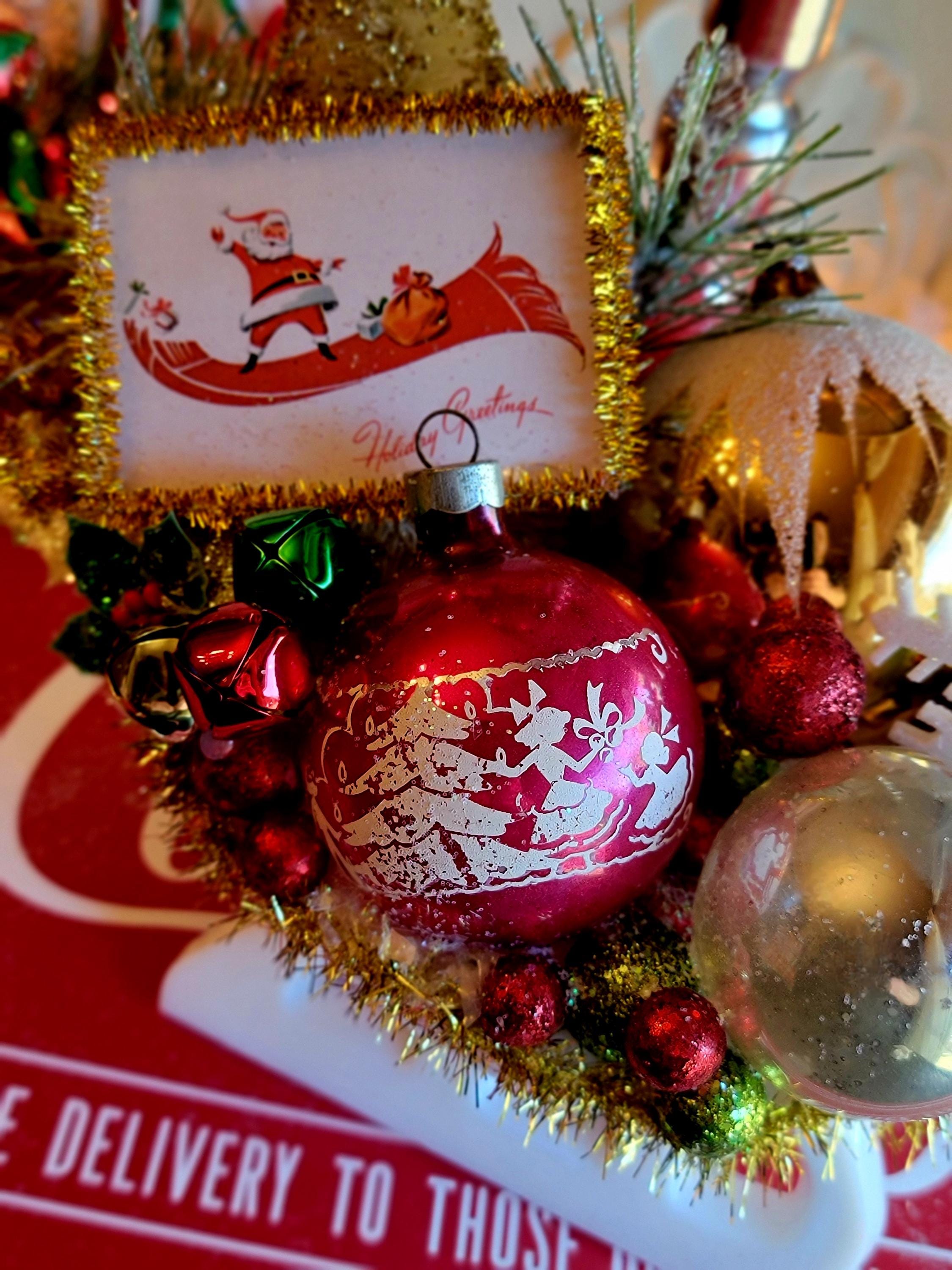 Vintage Shiny Brite Milk Glass Sleigh Assemblage Arrangement - Etsy