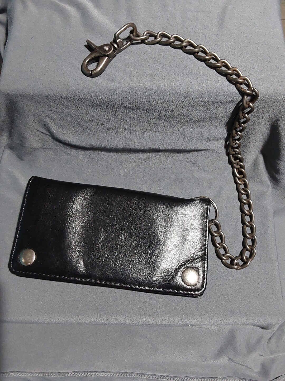90s Genuine Leather Chain Wallet - Etsy
