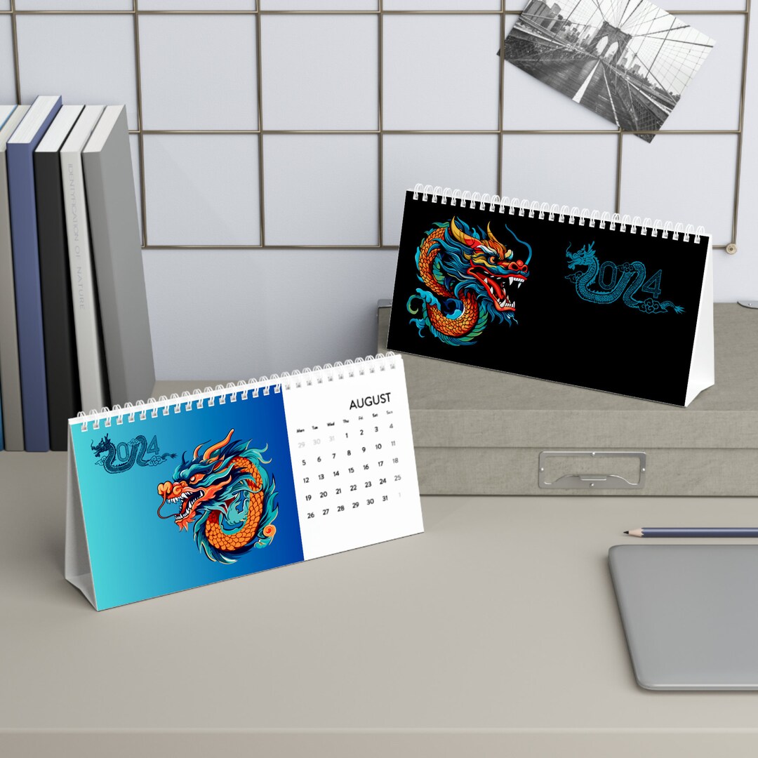 Wood Dragon 2024 Calendar Desk Calendar for Home or Office Matte or ...