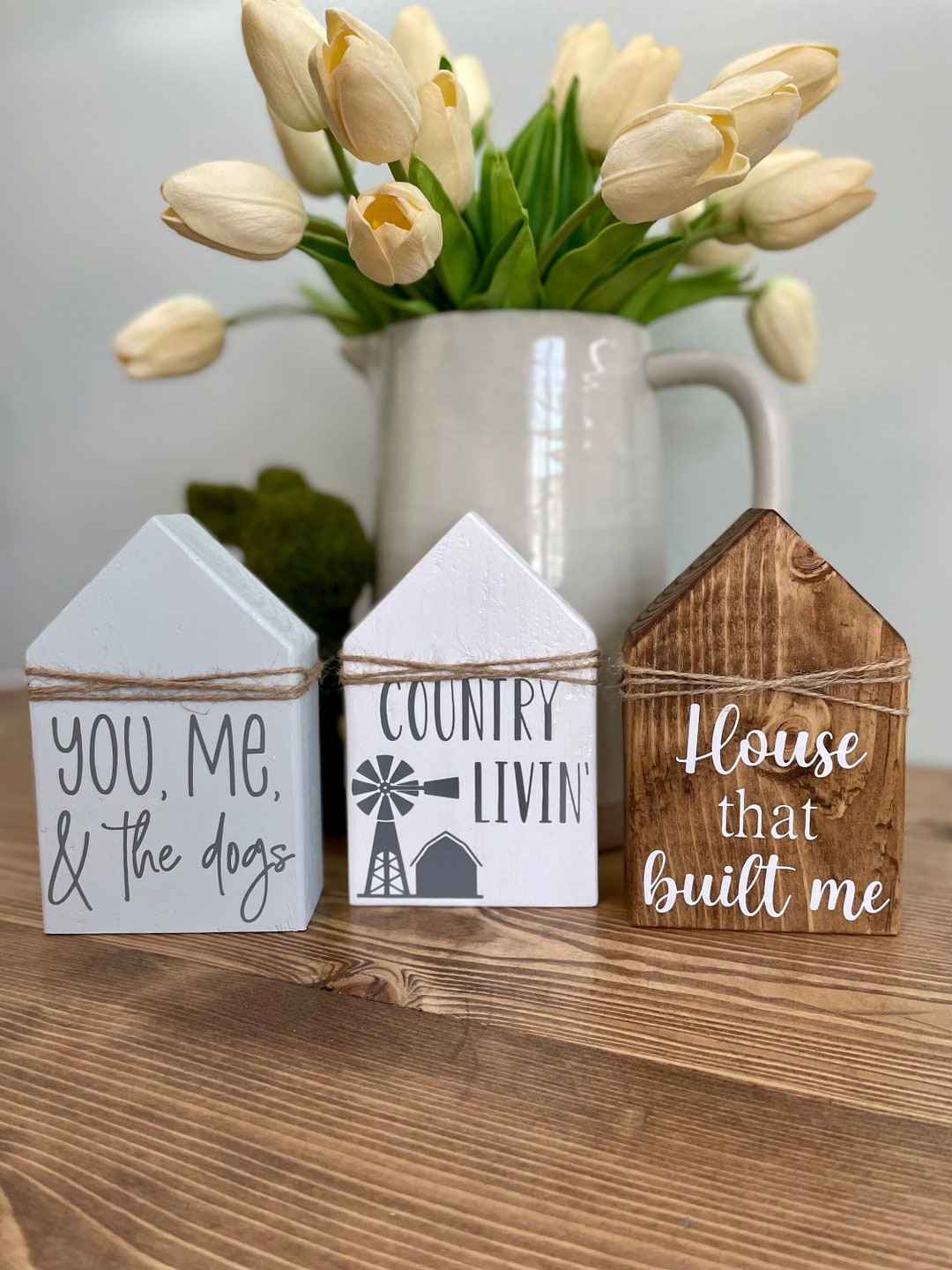 Wood Houses, Wood House Signs, Wooden Decor, Farmhouse Decor, Tiered ...
