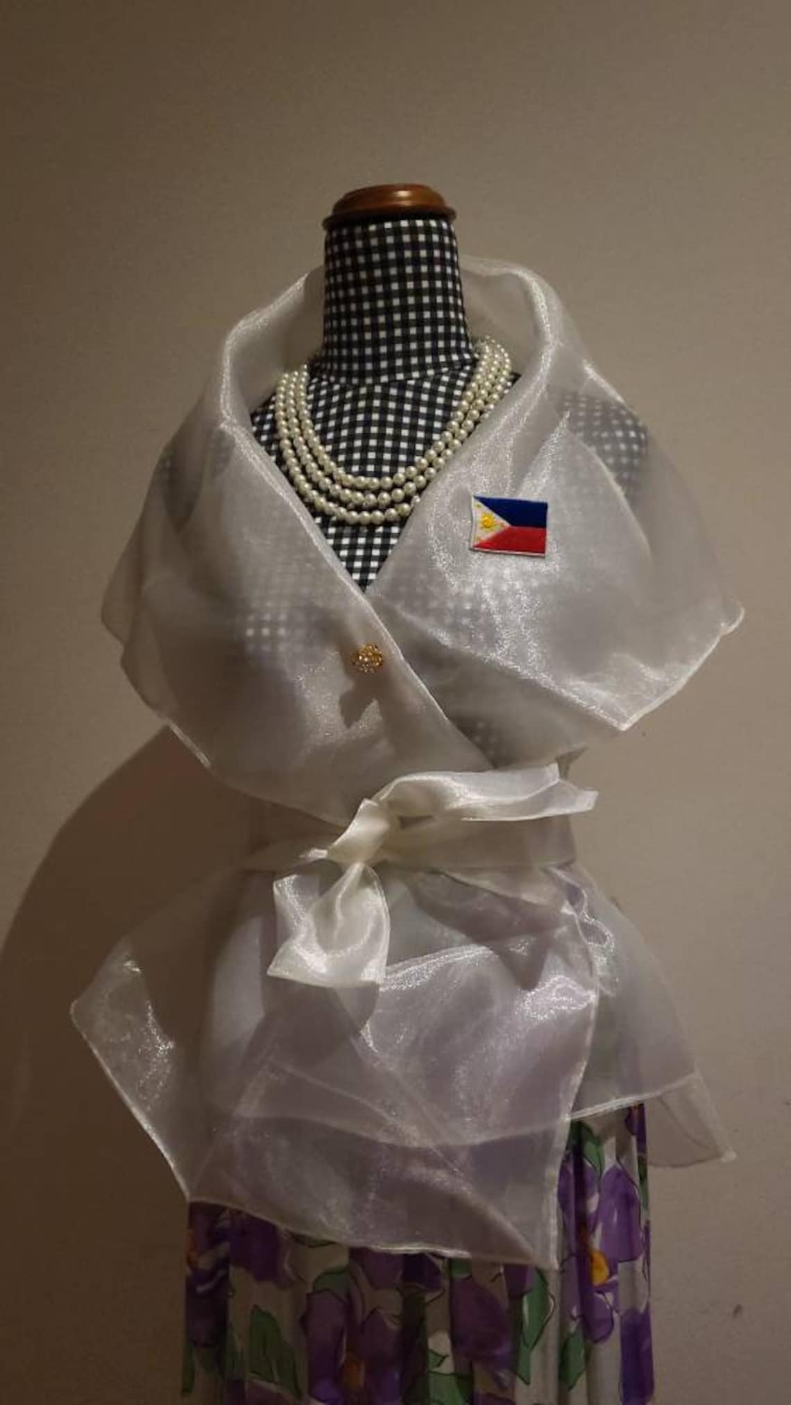 Filipiniana Samantha Plain alampay SA-AL-002 - Etsy