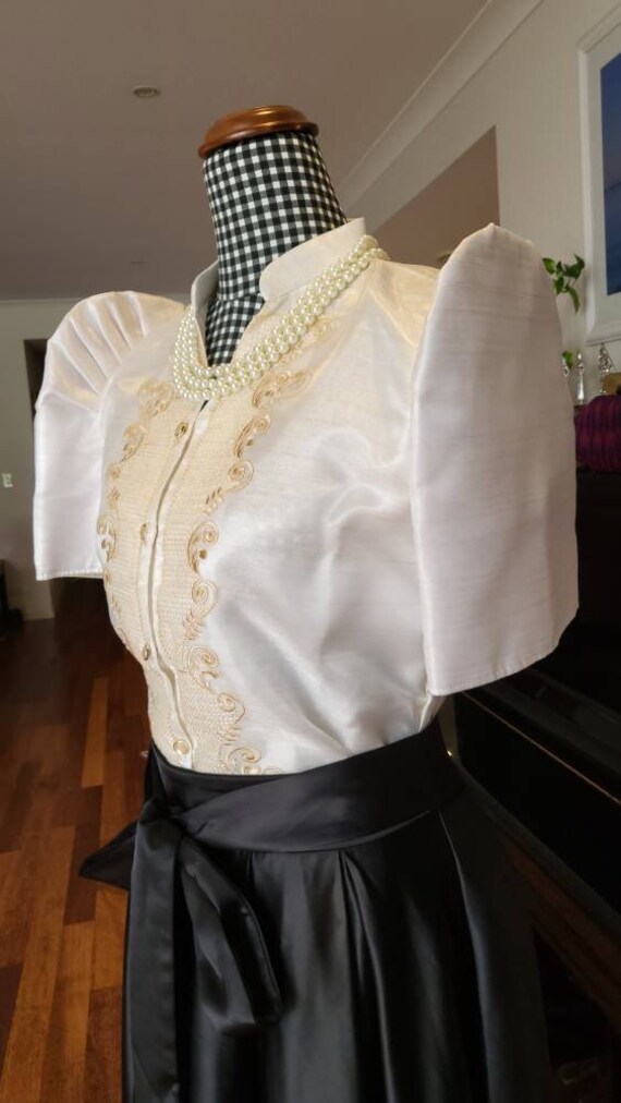 Filipiniana Ladies Barong With Butterfly Shoulder Embroidered - Etsy ...