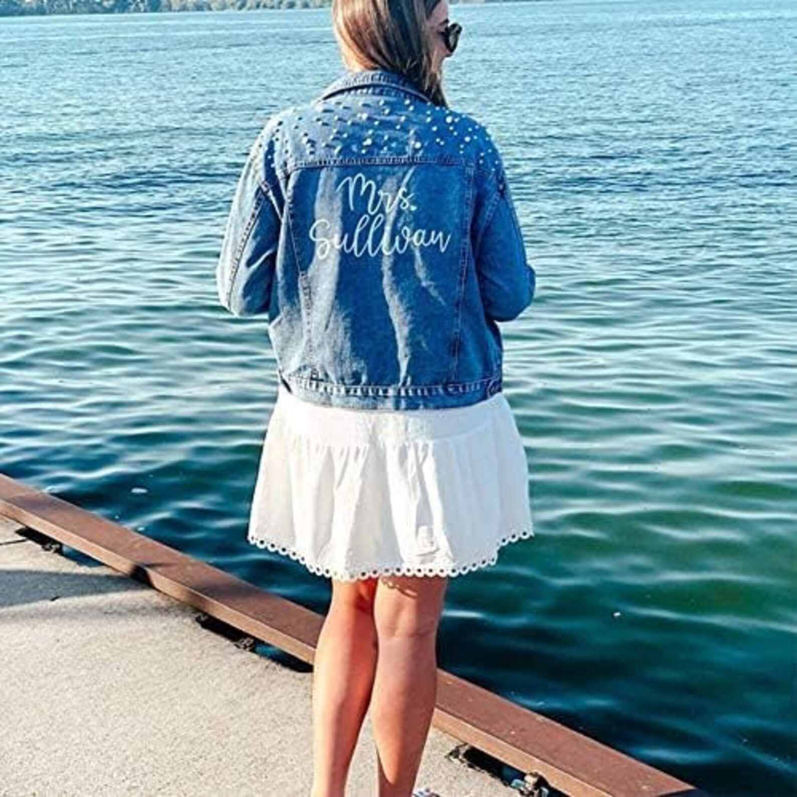 Custom Denim Jacket With Rhinestones, Personalized Bridal Jacket ...