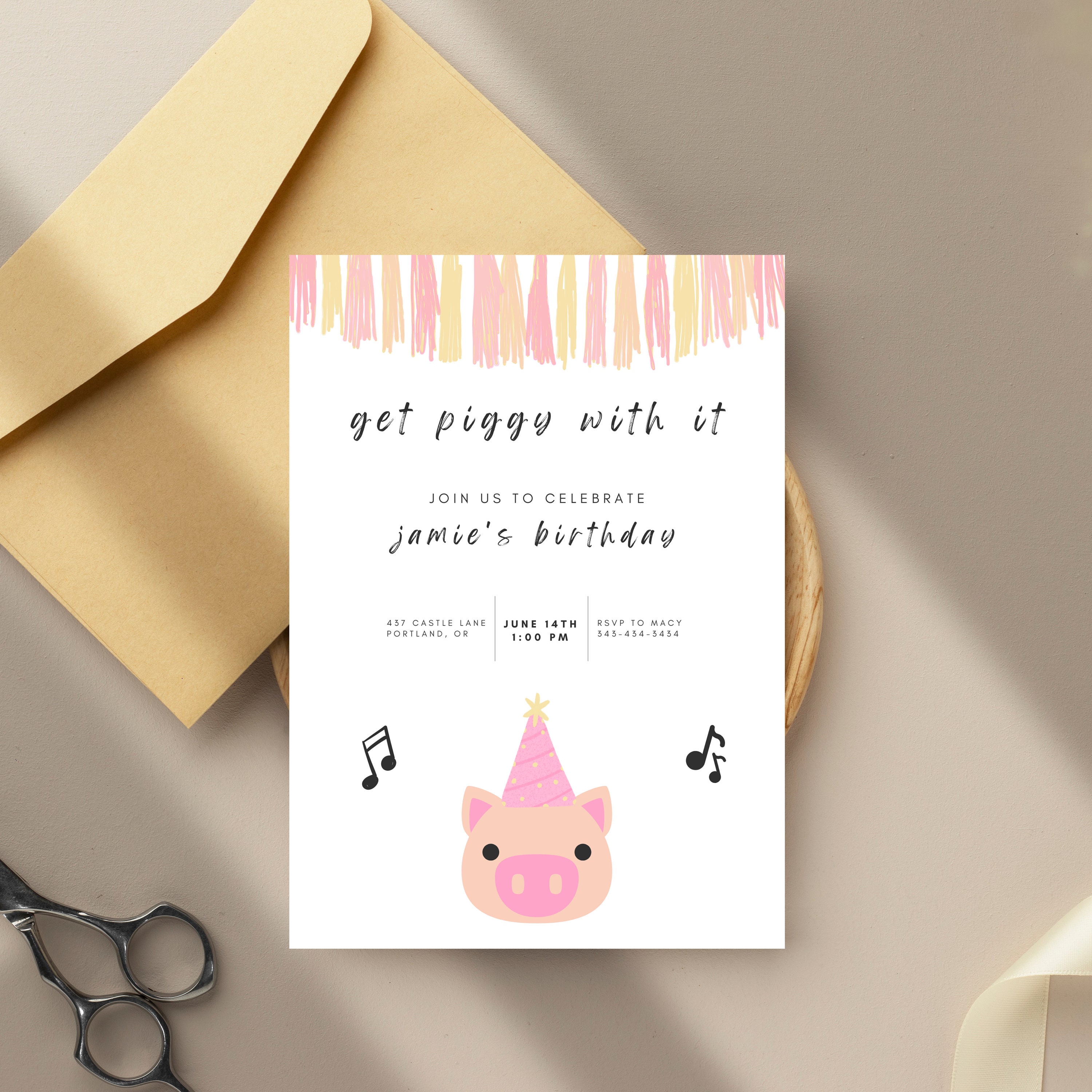 Editable Pig Party Invite, Get Jiggy With It, Get Piggy With It ...
