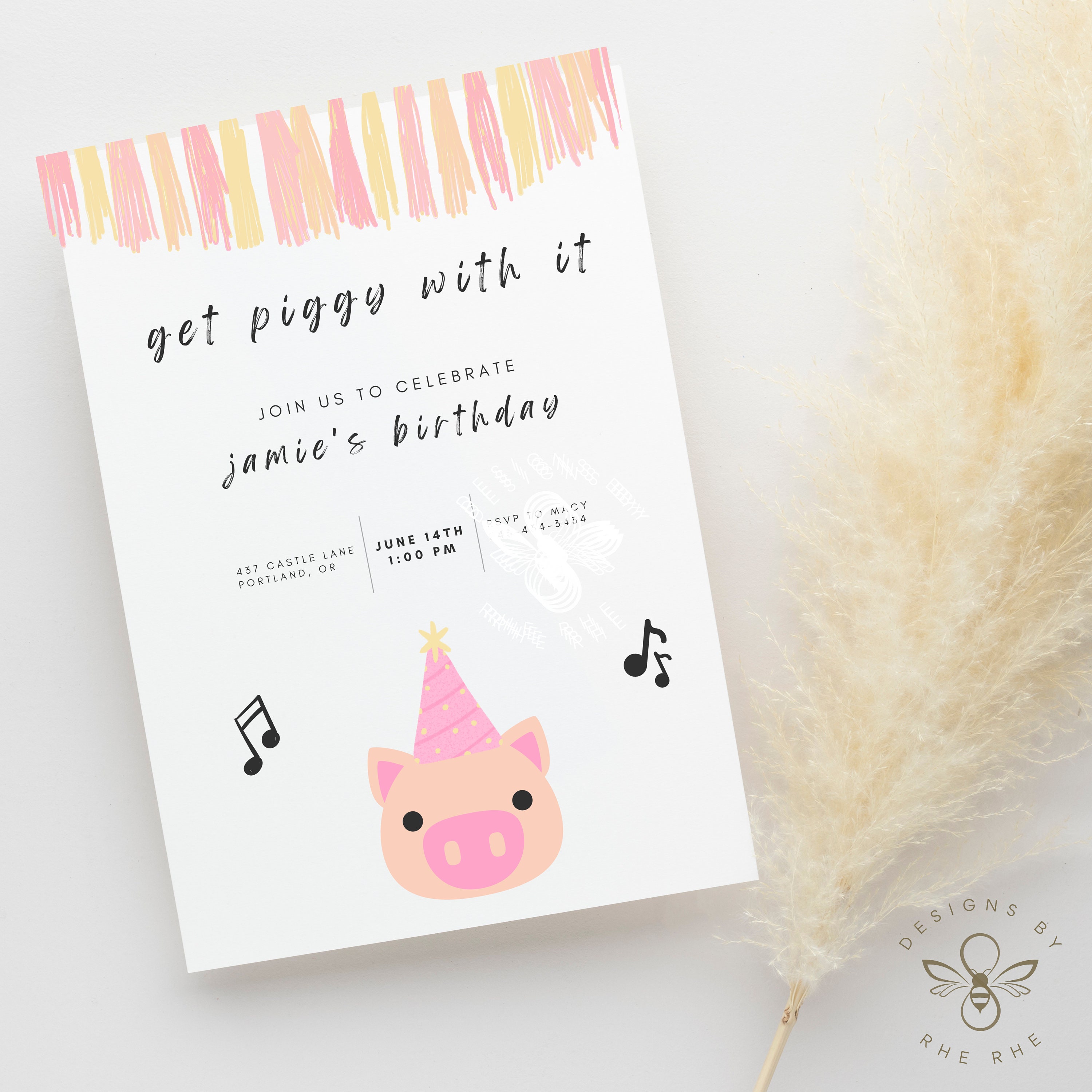 Editable Pig Party Invite, Get Jiggy With It, Get Piggy With It ...