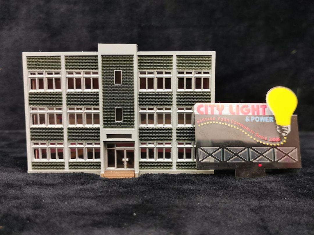N Scale Kato 3-story Building With LED Sign City Light Customized 6x5x4 ...