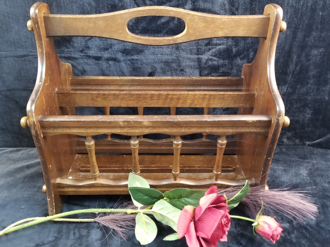 Vintage Canadian Wooden Magazine Rack Rustic Handmade - Etsy
