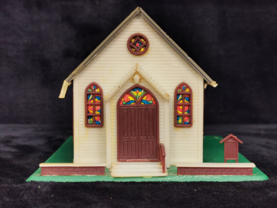 Vintage R.O.C HO Scale Model Railroading Church Building Kit Built Up ...