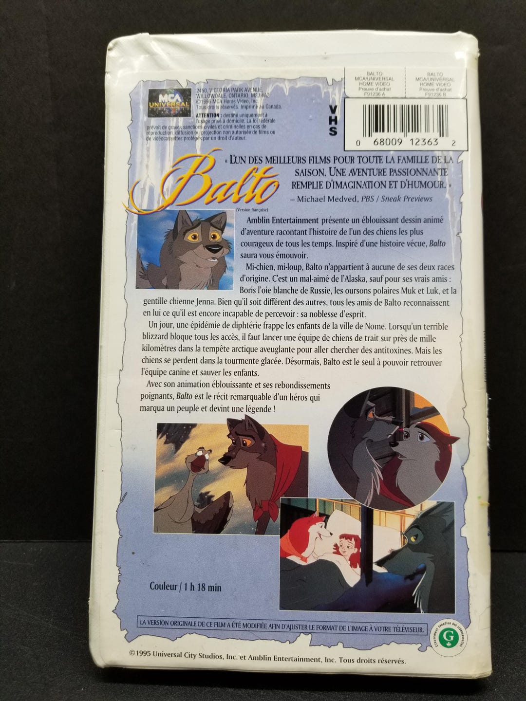 Balto (french Version) MCA Universal Home Video Canada VHS - Etsy