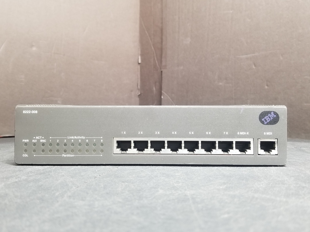 Vintage IBM 8 Port RJ45 Ethernet Switch 8222-008 Turns On - Etsy