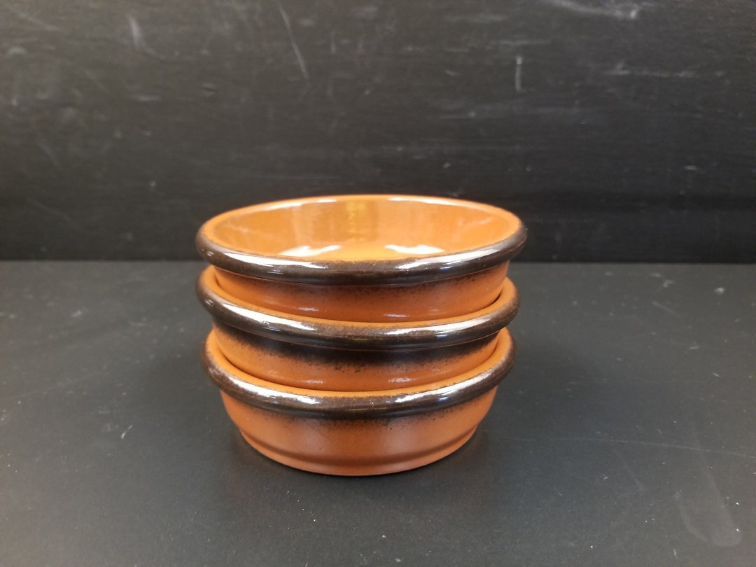 Vintage Set of 3 Terracotta Glazed Ramekin Dish for Crème Brûlé - Etsy