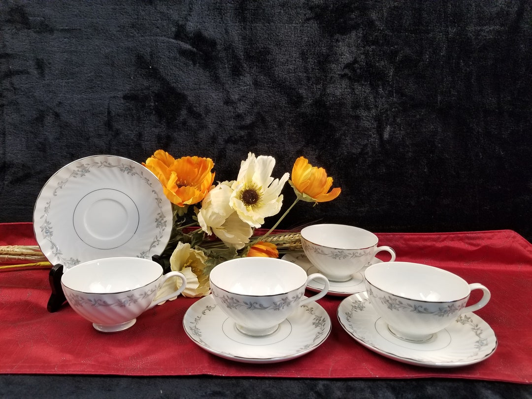 Vintage Citation Fine China Tea Cup & Saucer Set - Silver Trim, Diane ...