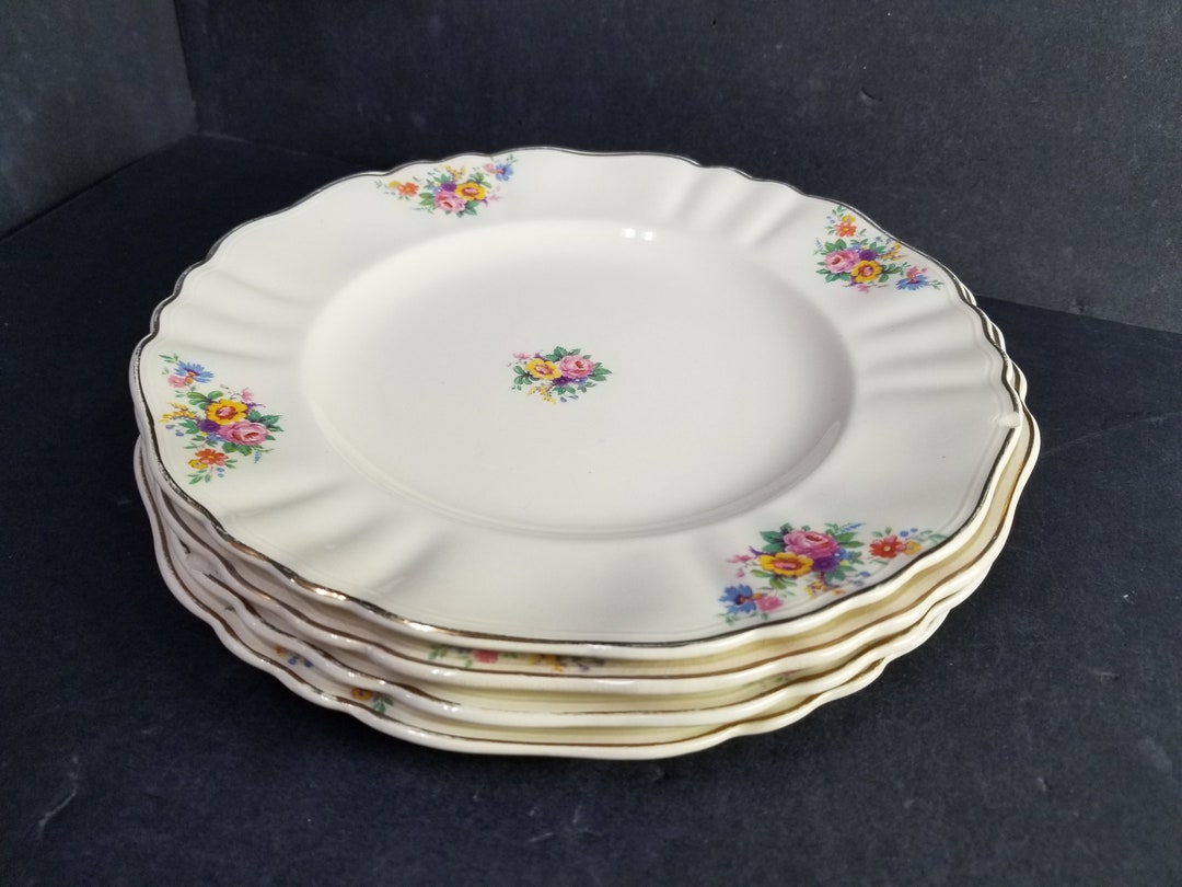Vintage J & G Meakin Sunshine England Diner Plates Flowers Pattern Set ...