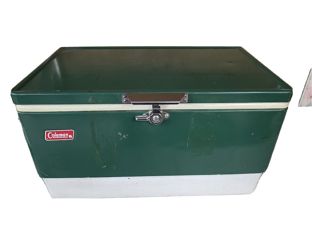Vintage Coleman Green/white Metal Cooler Chest - Etsy