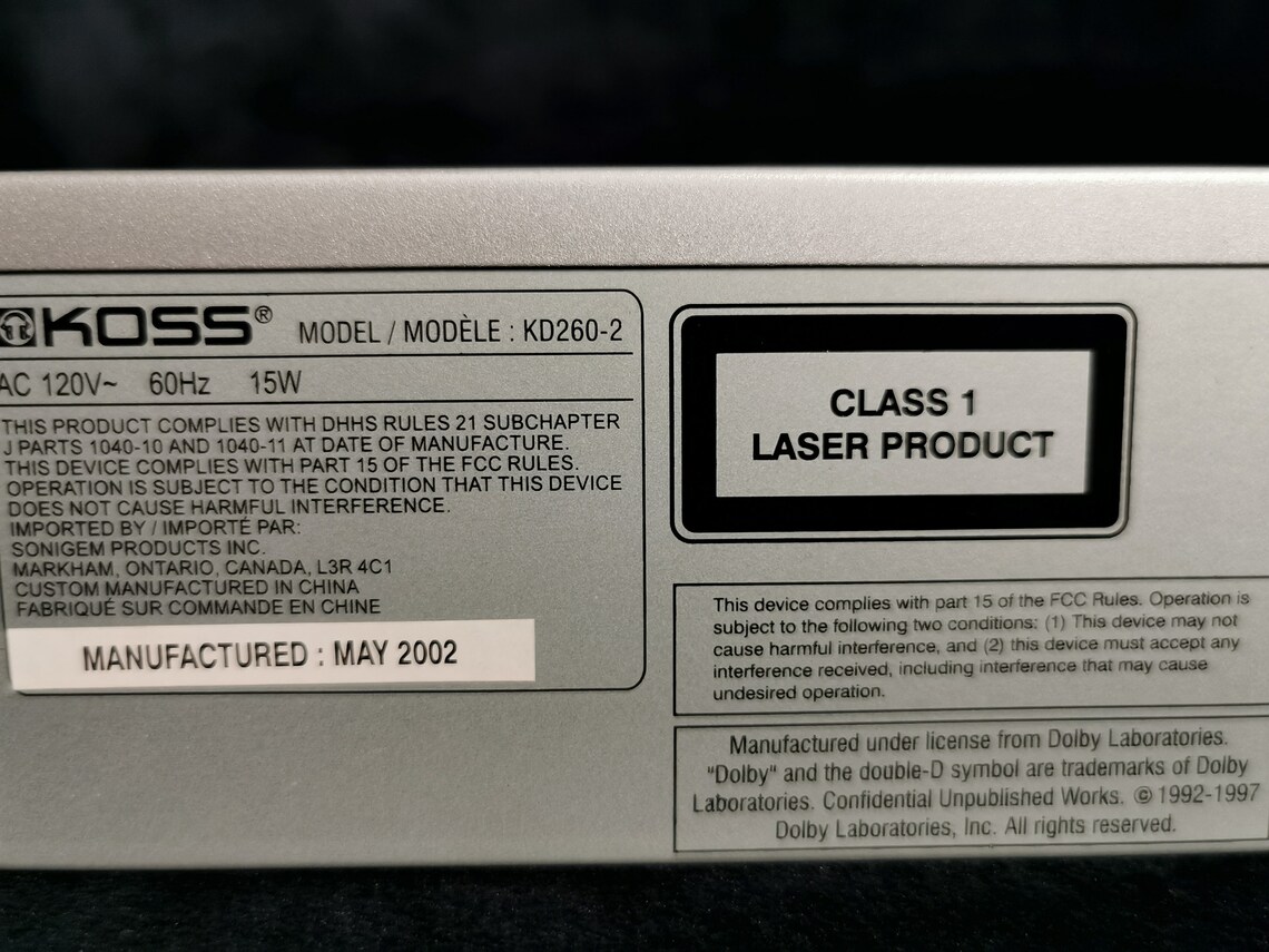 Vintage Koss DVD Player Model KD260-2 MP3 - Tested and Working - Etsy