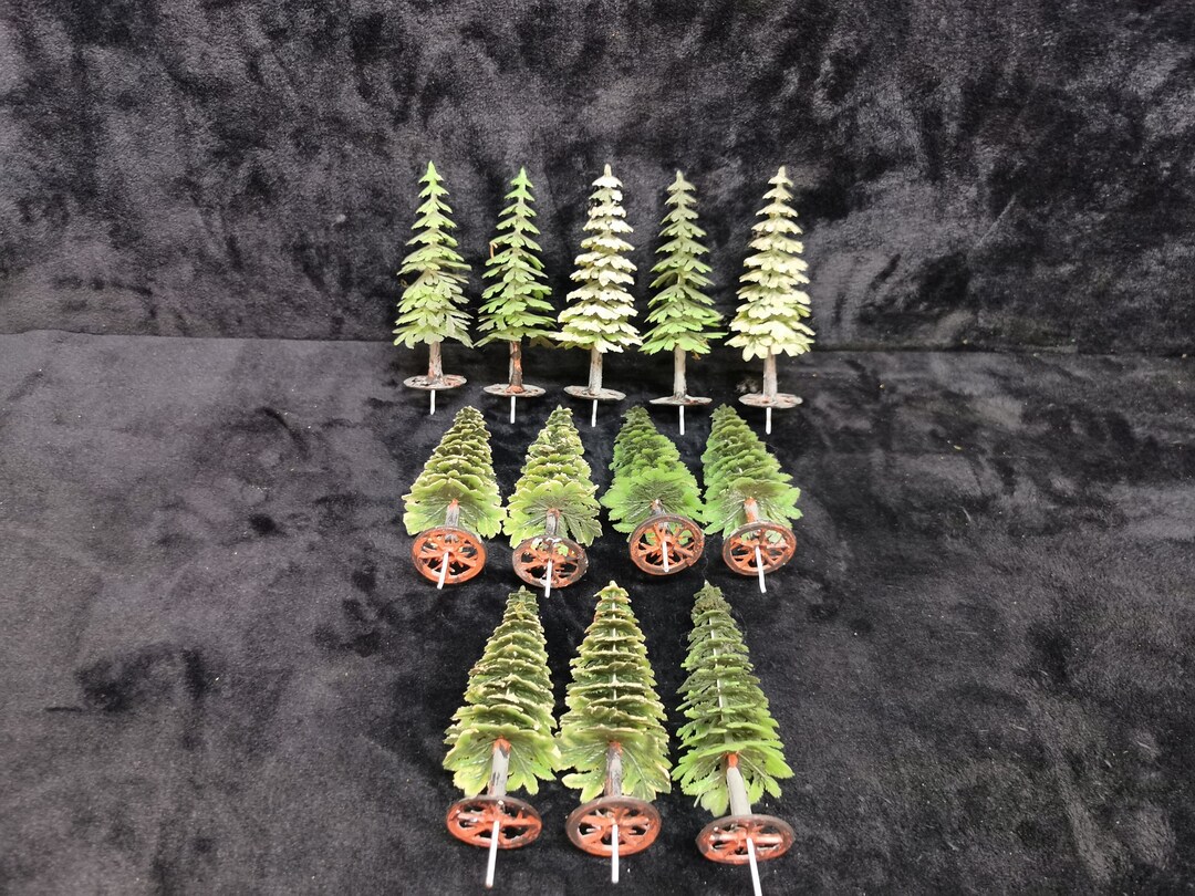 Lot of 12 Fir Trees 5-inch 6 Snowy 6 Green for O Scale Layout - Etsy