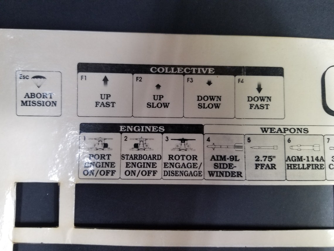 Vintage Commodore Amiga A500/2000 Gunship Keyboard Overlay | Etsy