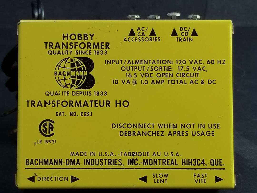 Bachmann HO Scale Hobby Transformer 10VA @ 1.0amp for Parts - Etsy