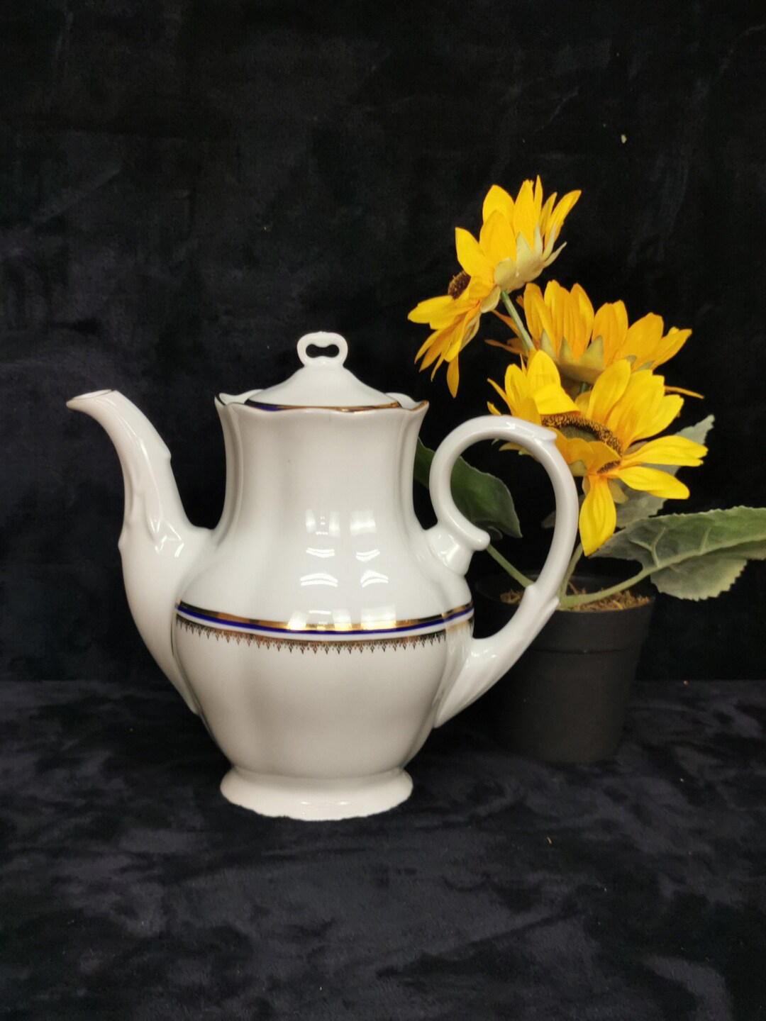 Vintage Favolina Polish Gold White and Blue Fine China Porcelain Made ...