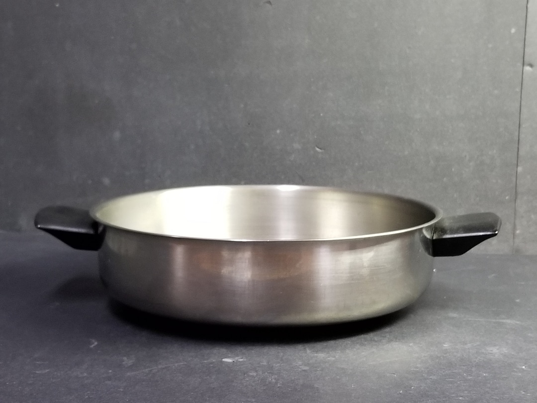 Vintage Stainless Steel Double Handle Frying Pan Skillet 10" Diameter ...