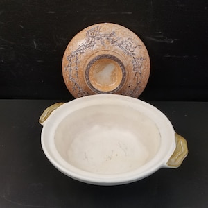 Vintage Donabe Japanese Ceramic Rice Cooker Flowers Burnt Orange ...