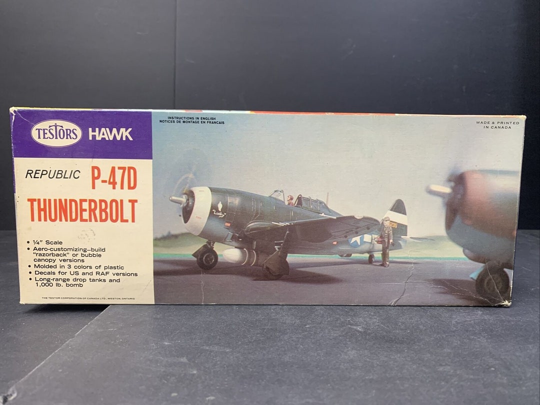 1965 TESTORS Hawk No.500 1/48 Republic P-47D Thunderbolt - New Open Box ...