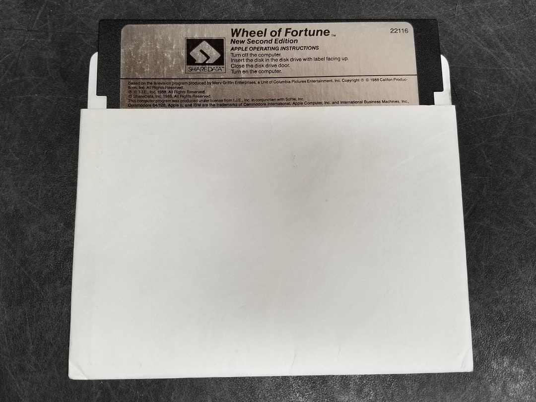 Vintage Apple Share Data Wheel of Fortune Floppy Diskette 5.25 Untested ...