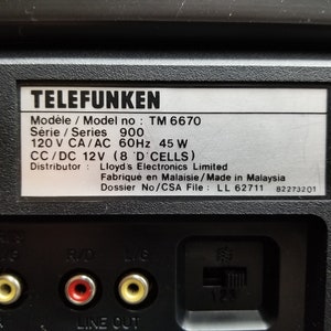 Vintage Telefunken Stereo Radio Cassette Recorder Detachable Model TM ...