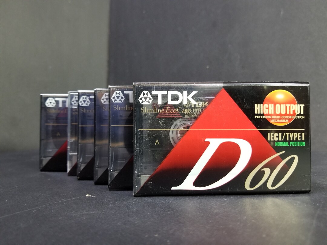 Vintage TDK Lot of 6 Cassette Tapes D60 High Output Type I New Sealed ...