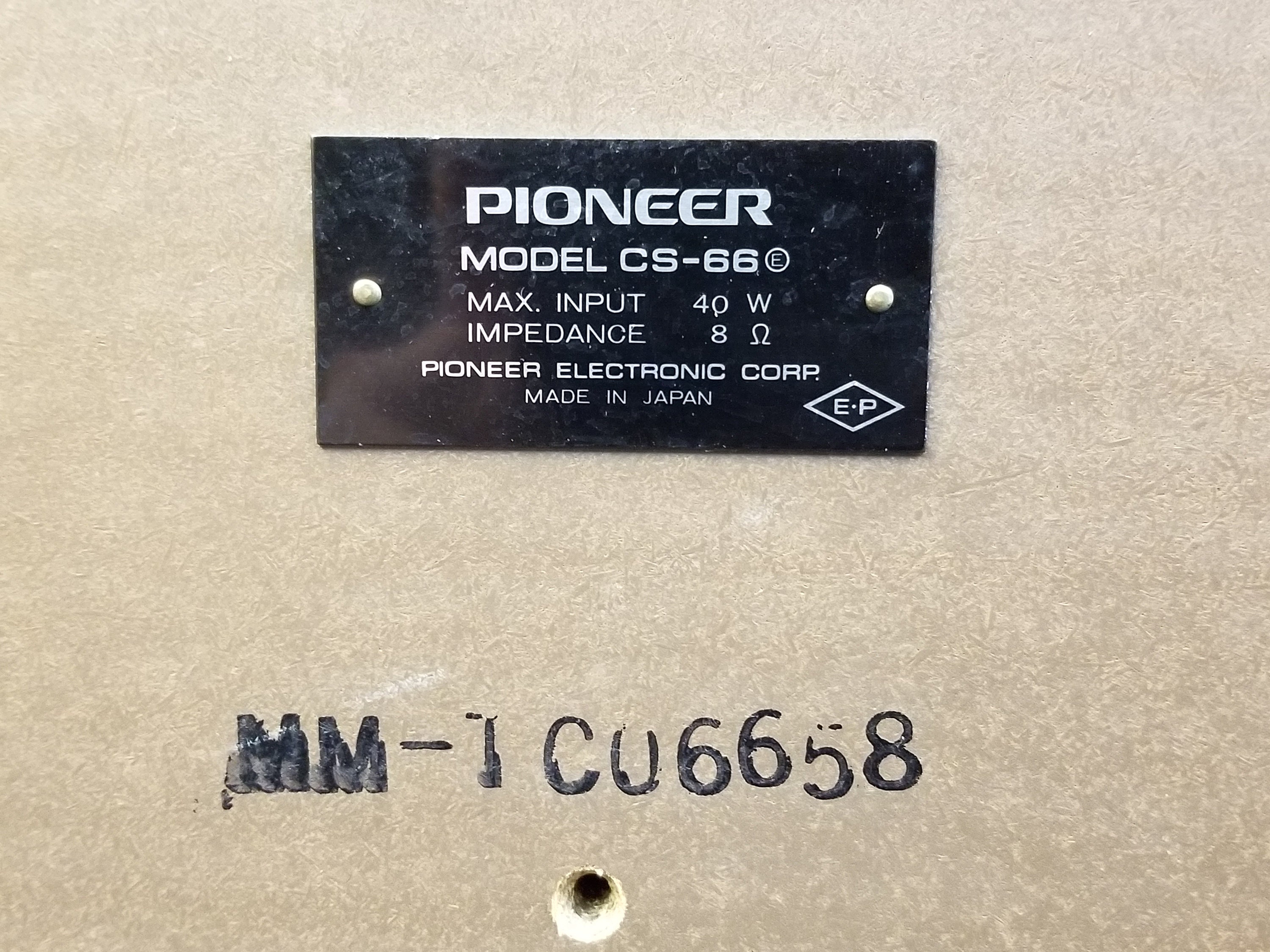 Vintage Pioneer CS-66 Pair of Rear Panel Back Cover With - Etsy