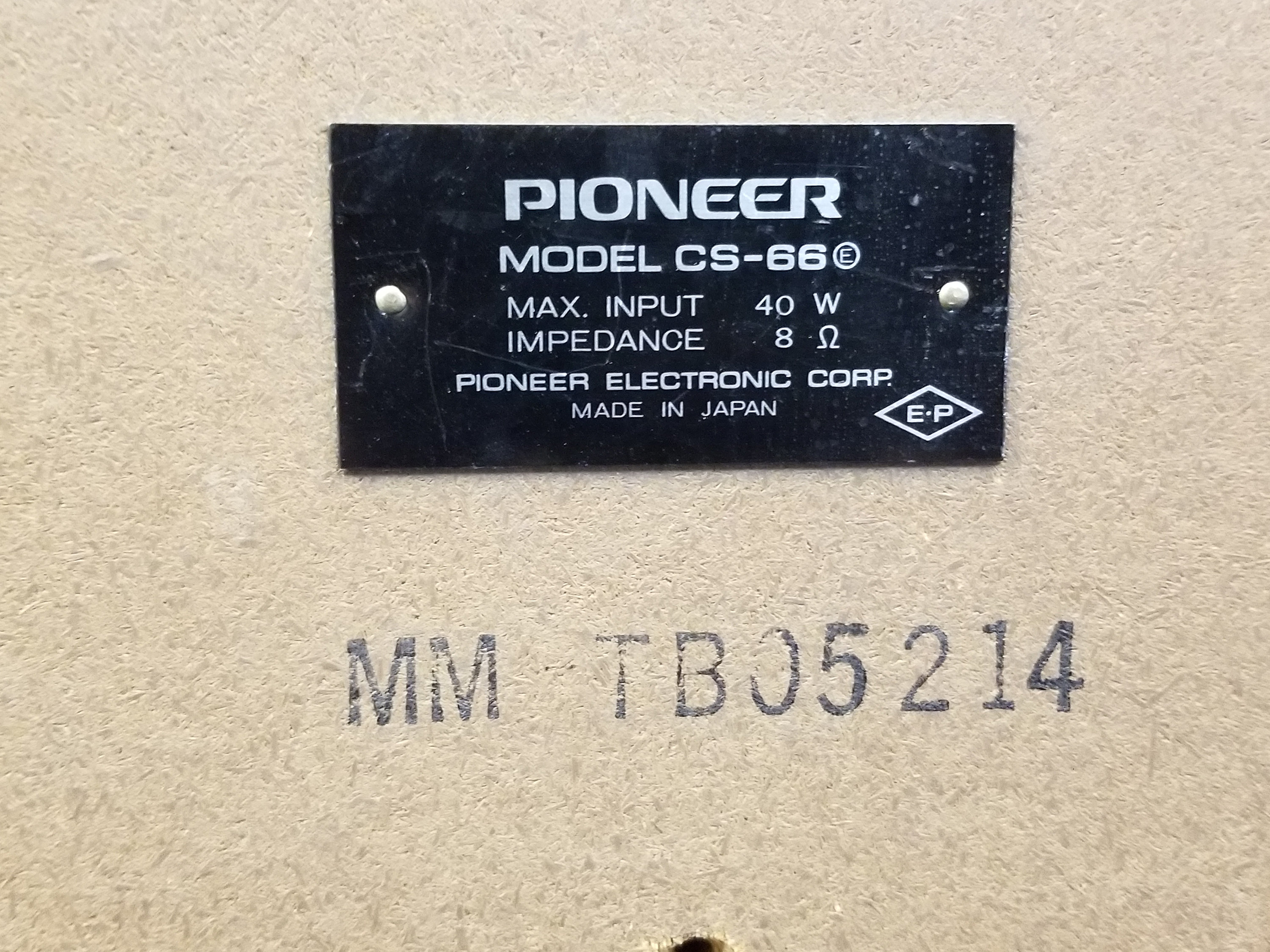 Vintage Pioneer CS-66 Pair of Rear Panel Back Cover With - Etsy