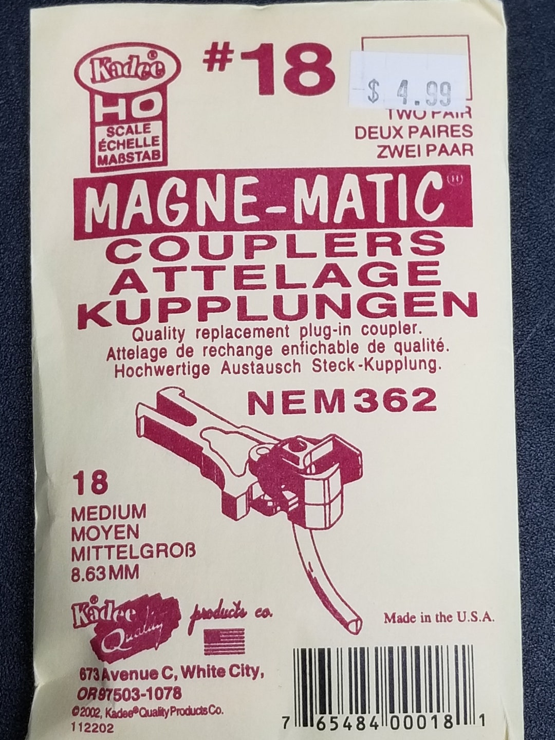 Kadee No.18 HO Scale Magne-matic Couplers Brand New - Etsy