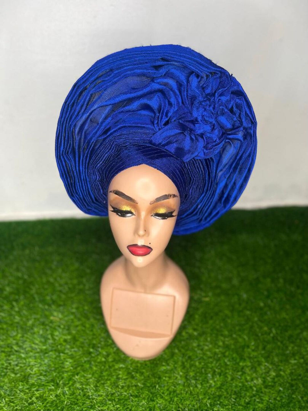 Royal Blue Auto Gele Ready to Wear - Etsy