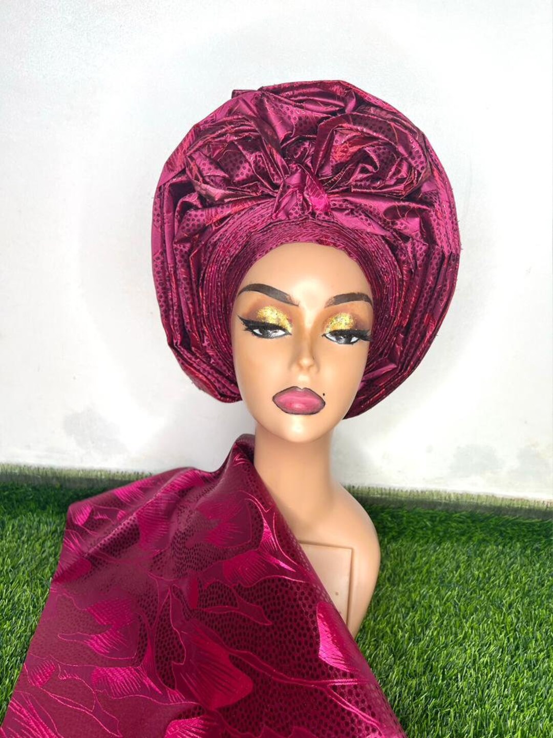 Burgundy Sego Auto Gele - Etsy