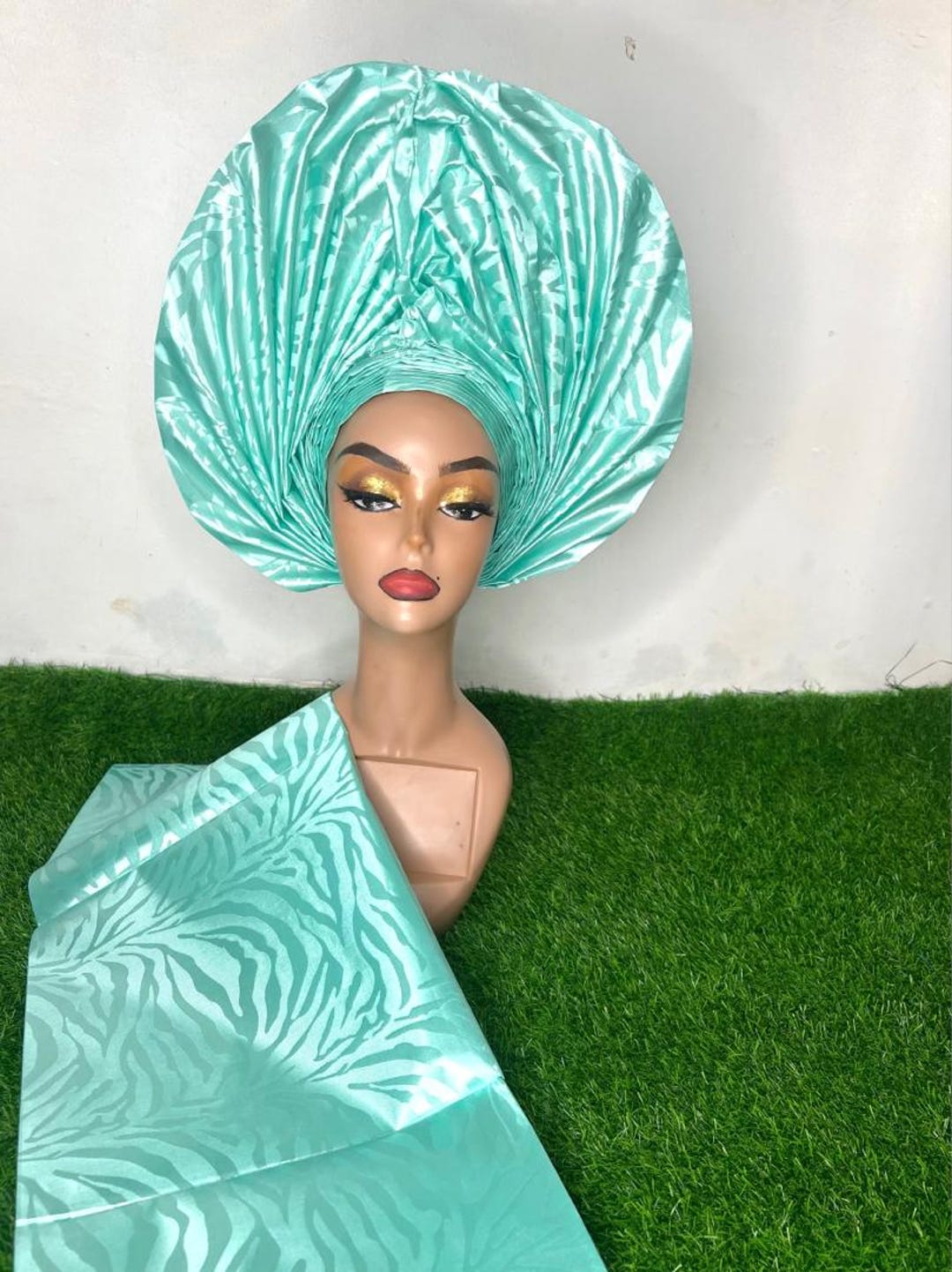 Turquoise Green Sego Auto Gele and Ipele - Etsy