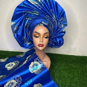 Royal Blue Sego Auto Gele and Ipele - Etsy