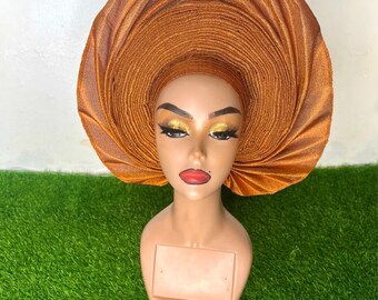 African Aso Oke Gele, Nigerian Auto Gele, Nigerian Bridal Auto Gele ...