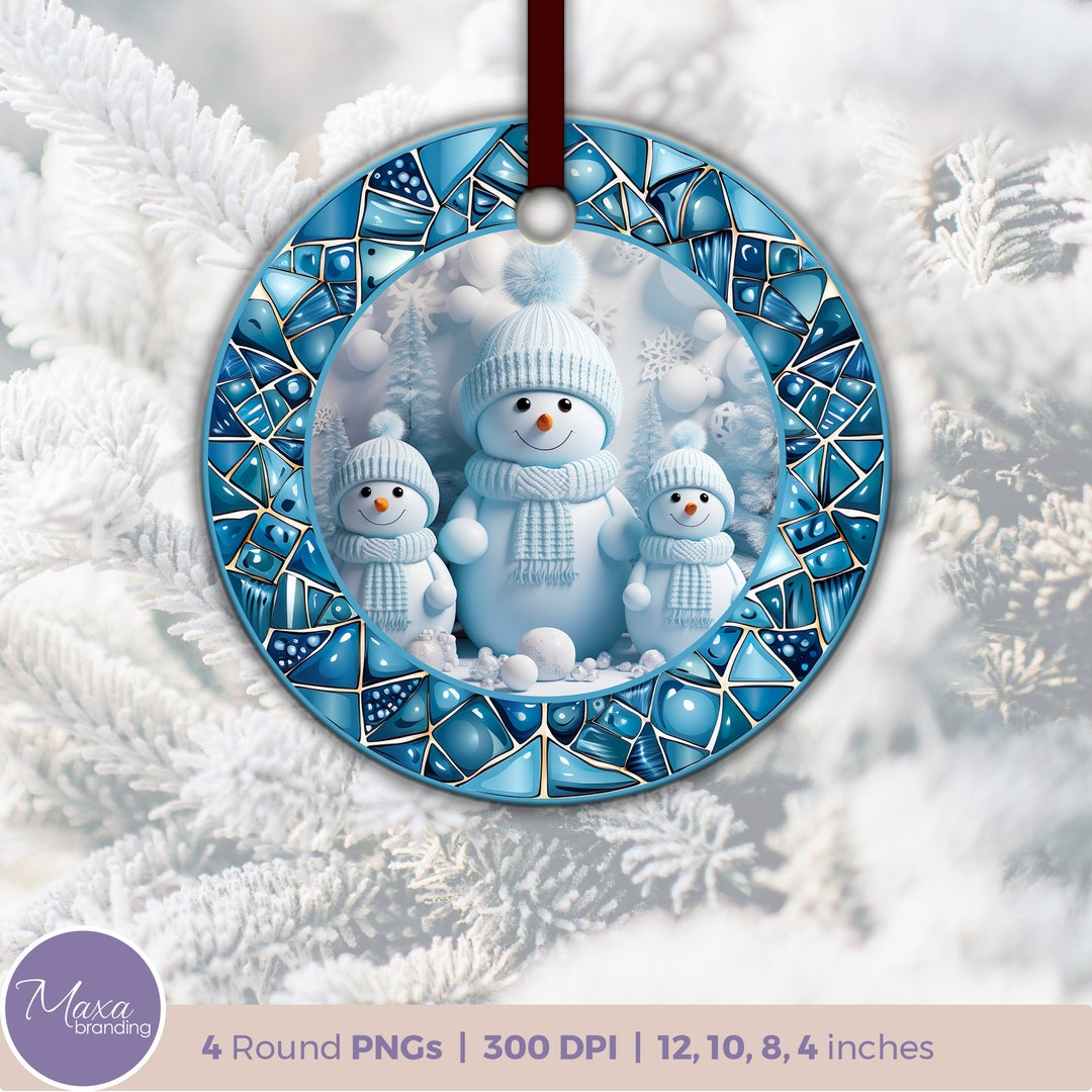 3D Christmas Snowman Ornament Sublimation Design PNG, Holiday Digital ...